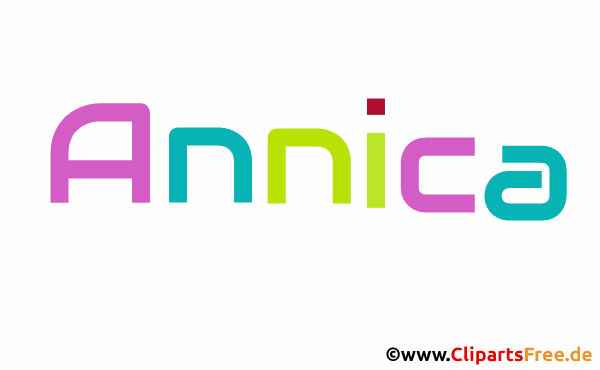 Annica primeiro nome para meninas - ilustrações com letras coloridas