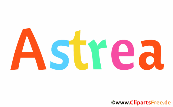Astrea primeiro nome para meninas feito de letras coloridas animadas