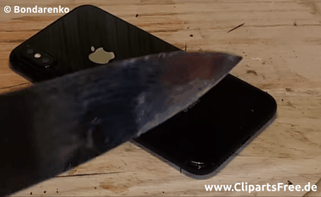 iPhone X e vídeo de faca brilhante para animação gif