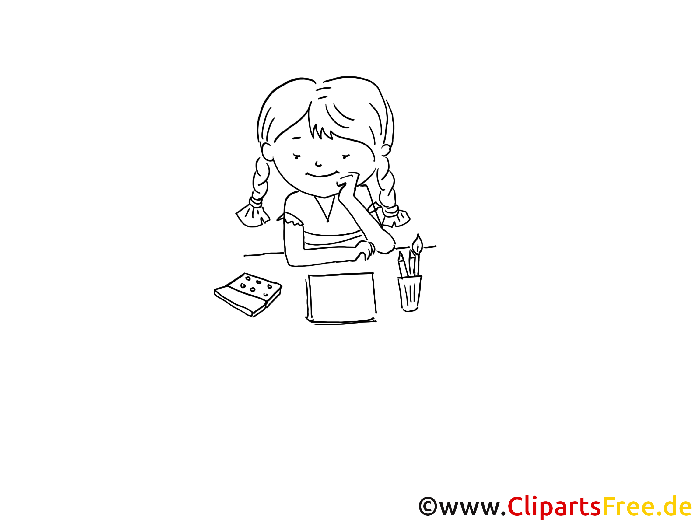 Basteln im Kindergarten Zeichnung, Bild schwarz-weiss, Clipart, Comic ...