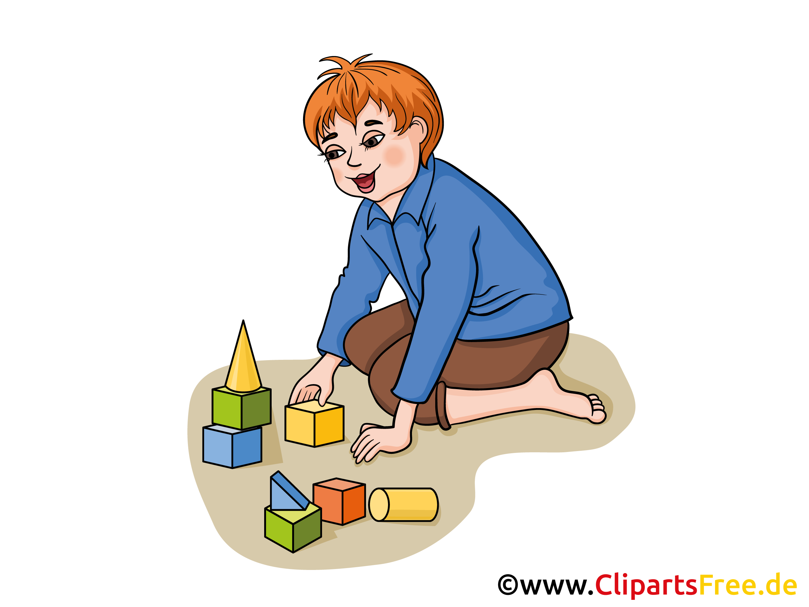 Bausteine spielen, Junge im Kindergarten Bilder, Cliparts, Grafiken
