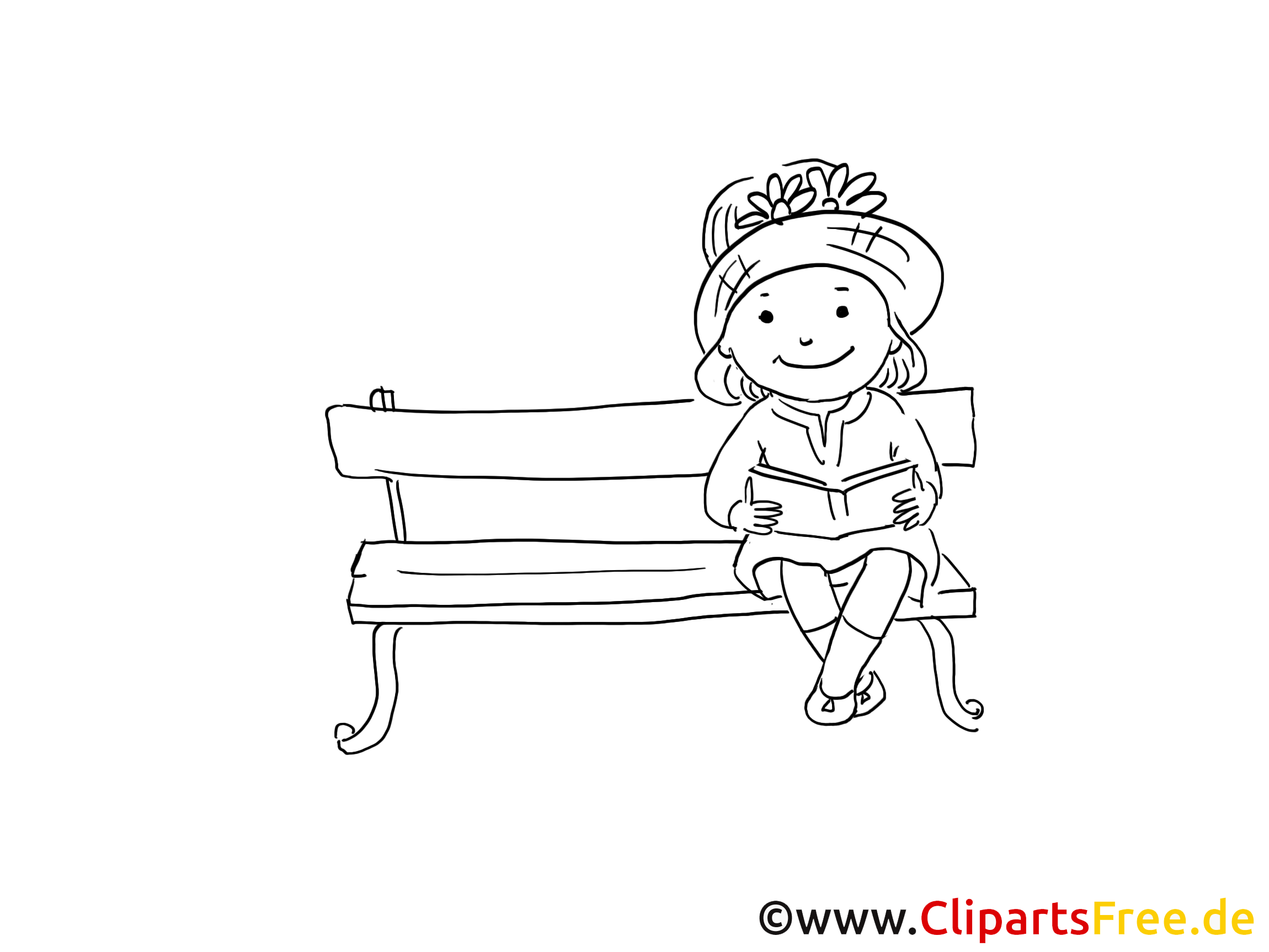 Barn læser en bog i parken Clipart, grafik, billede gratis