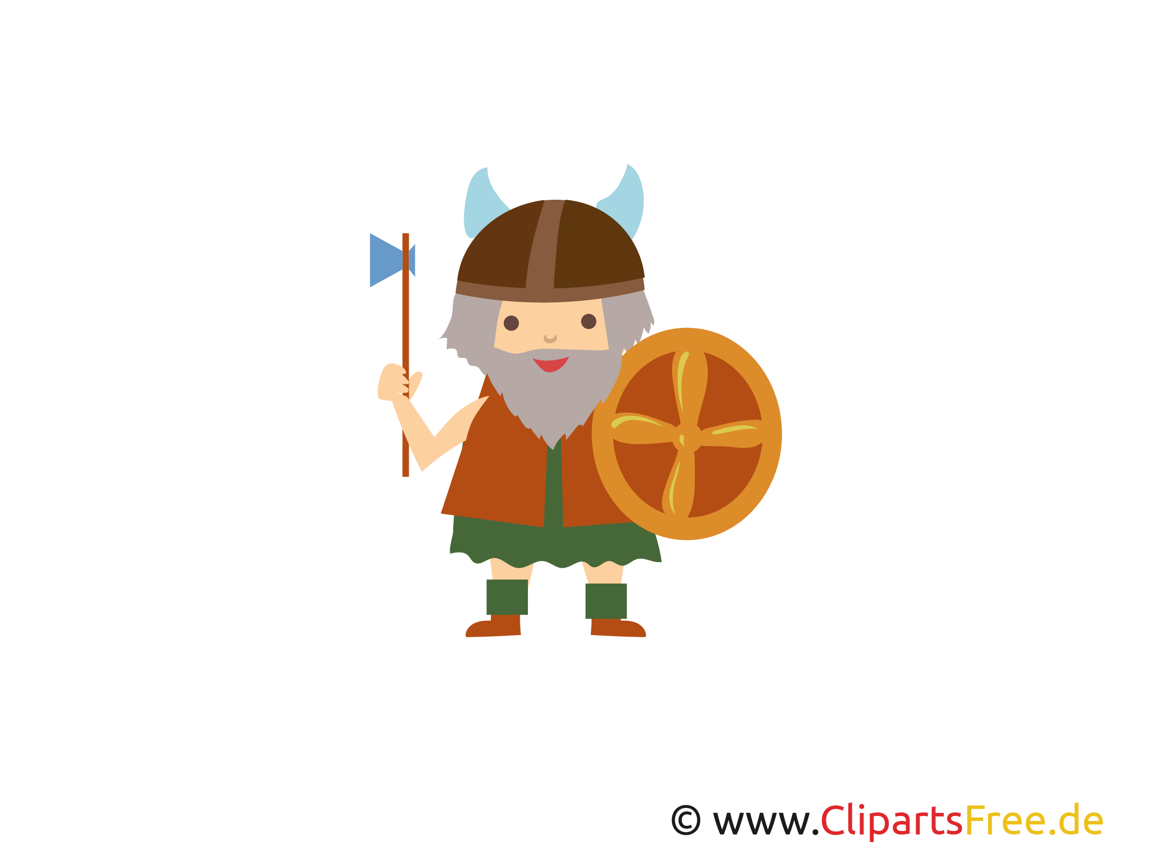 Wikinger mit Axt und Schild Clipart kostenlos