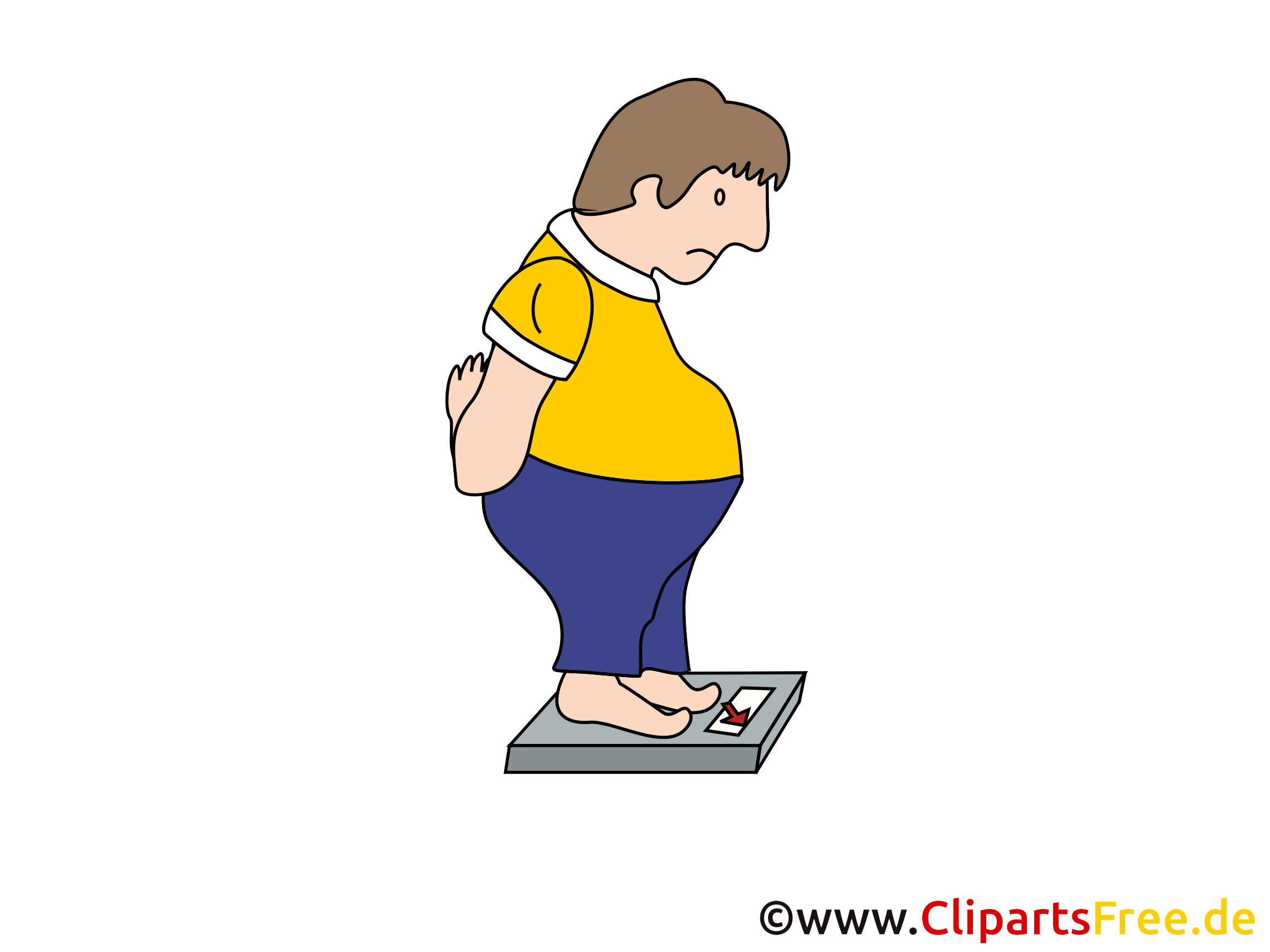 Mann auf der Waage Clipart, Bild, Cartoon, Grafik