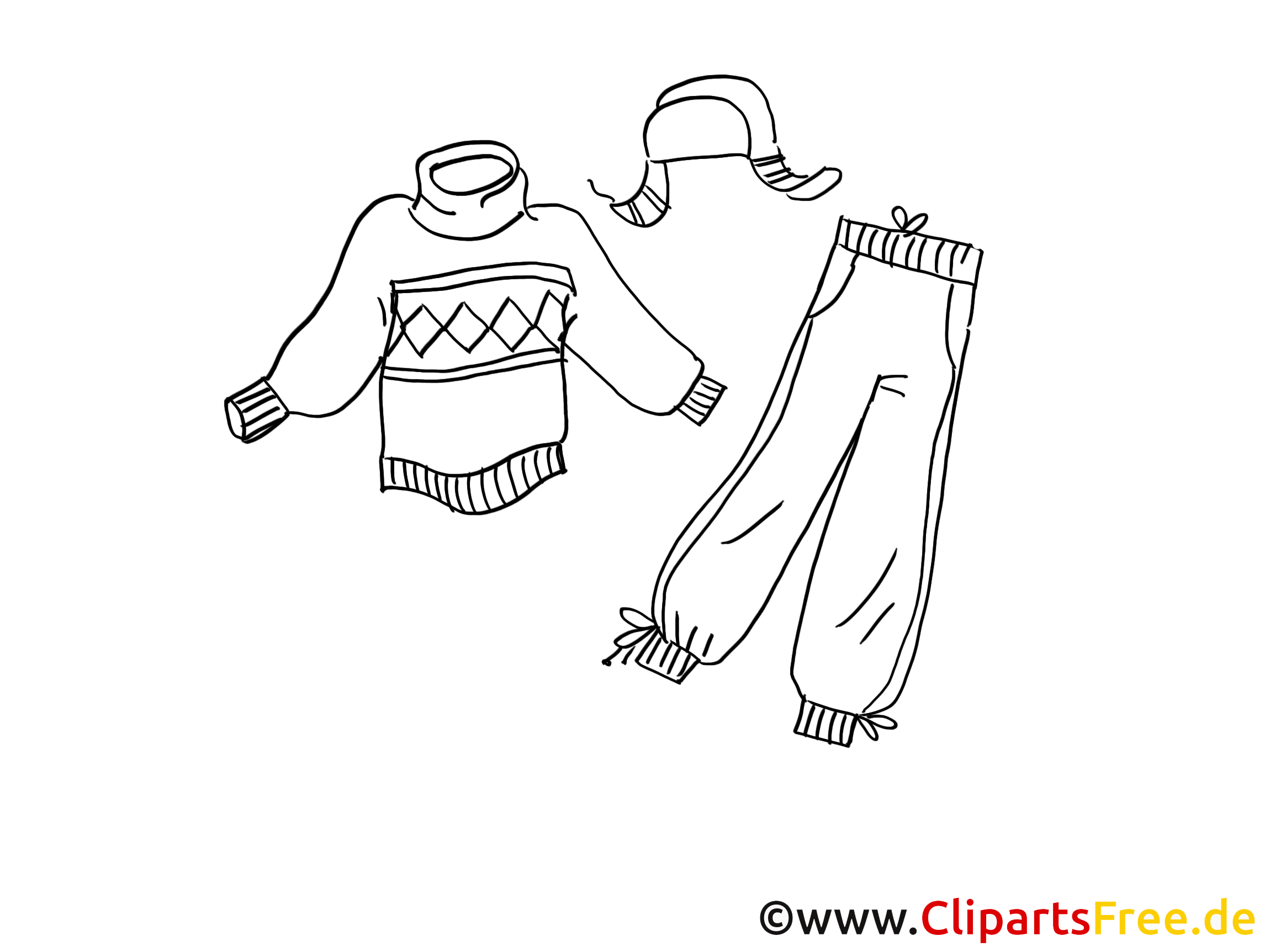 Hose, Mütze, Pullover Clipart, Bild, Illustration, Grafik kostenlos