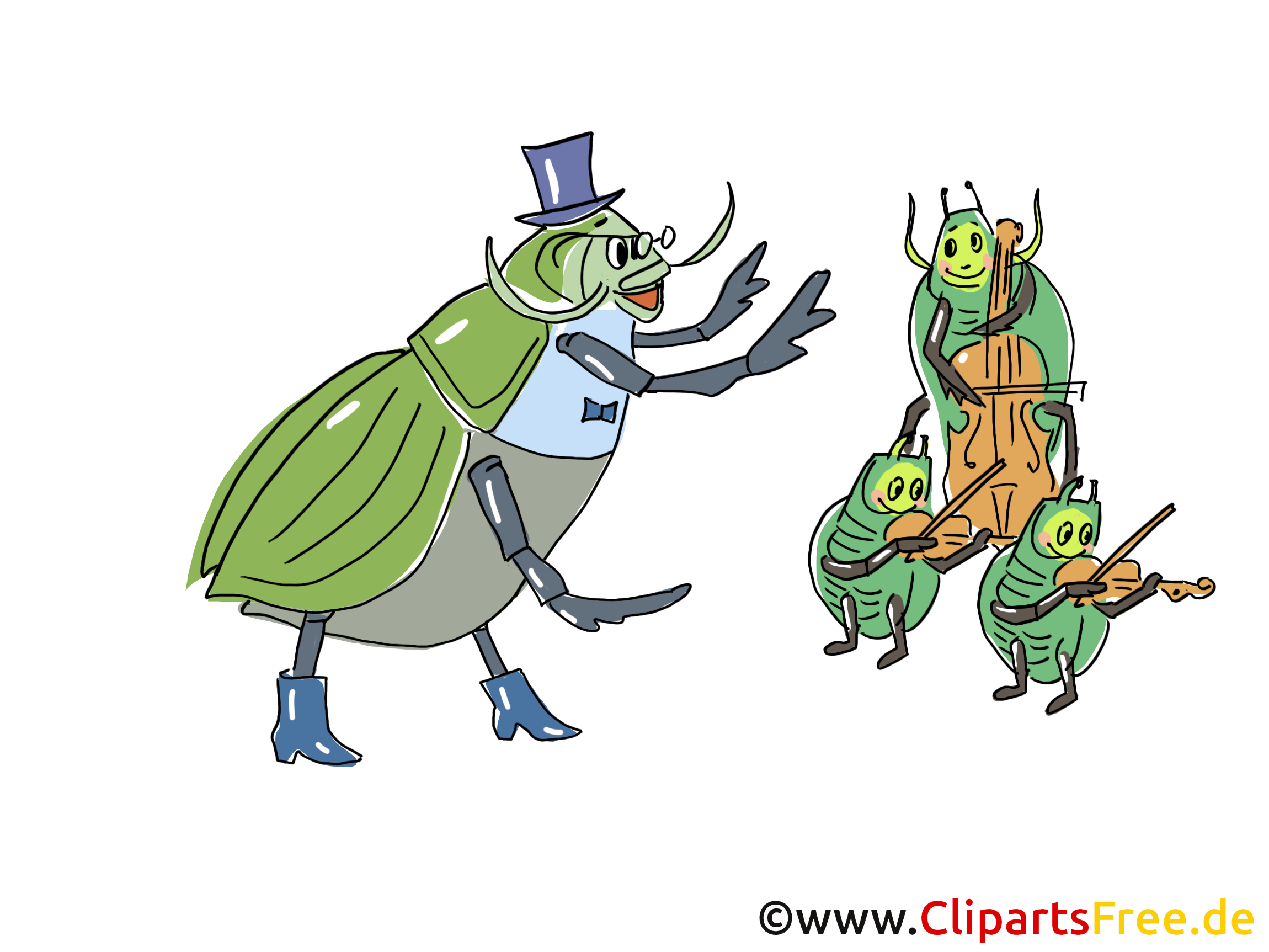 Orchester Comic, Cartoon, Clipart, Bild, Zeichnung, Illustration gratis