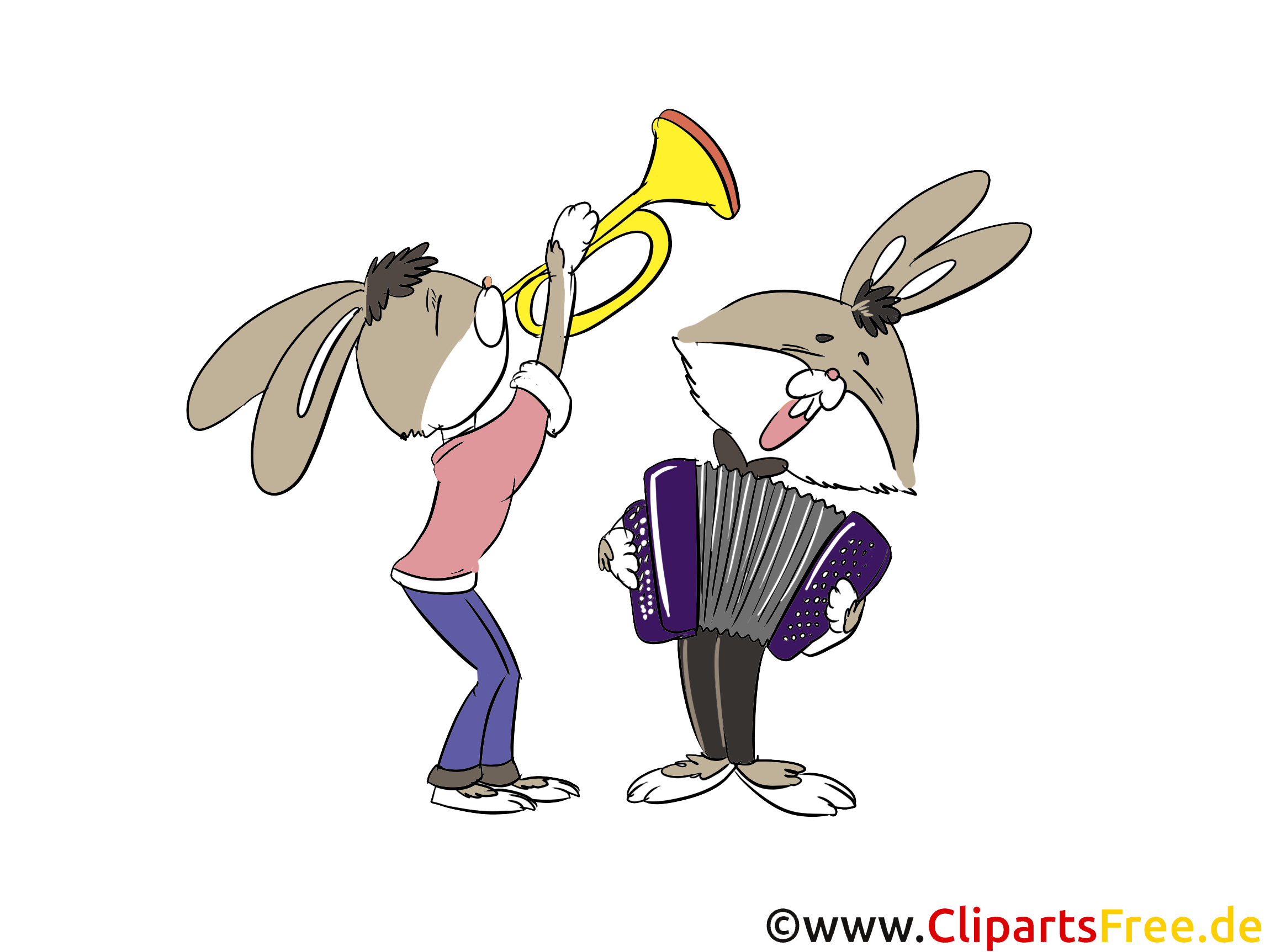 Spiller trompet og trekkspill utklipp, bilde, illustrasjon