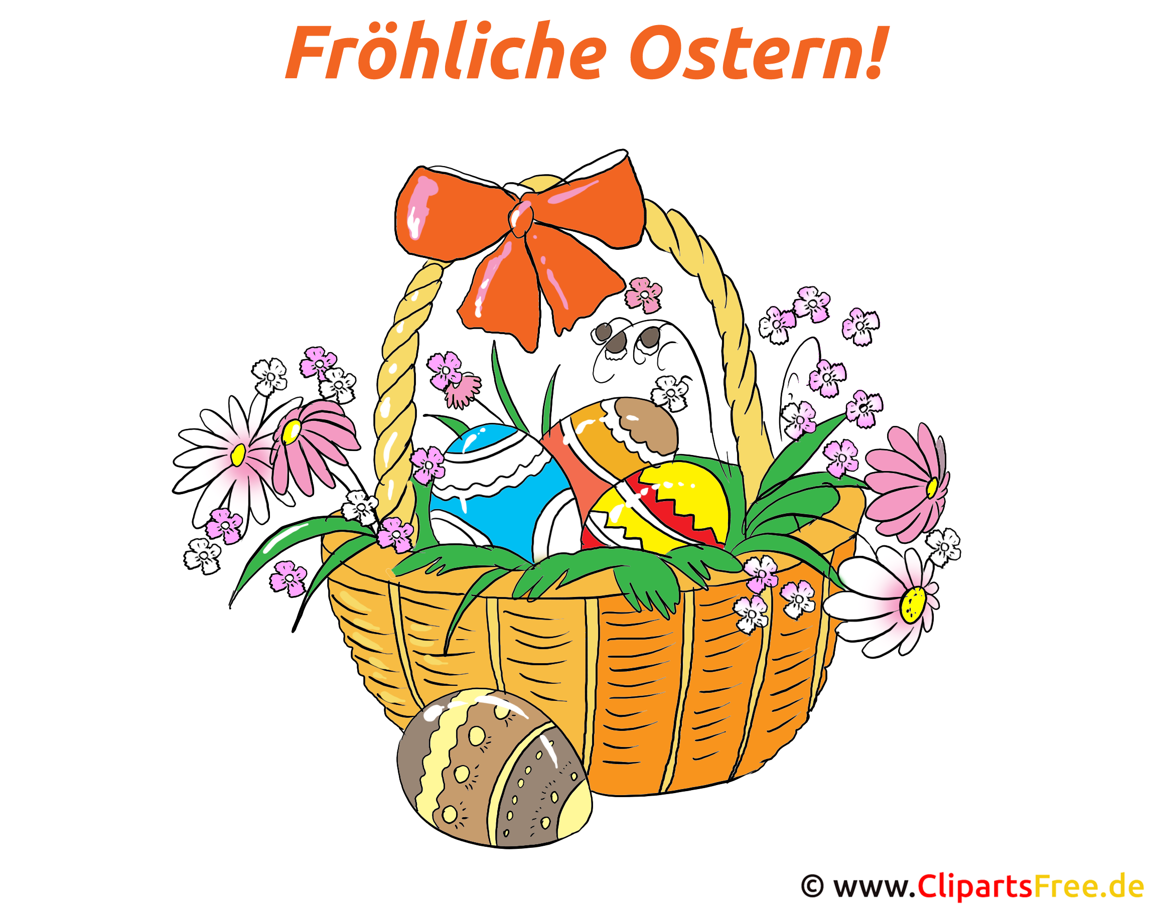 Froehliche Ostern - Karte mit Osterkorb