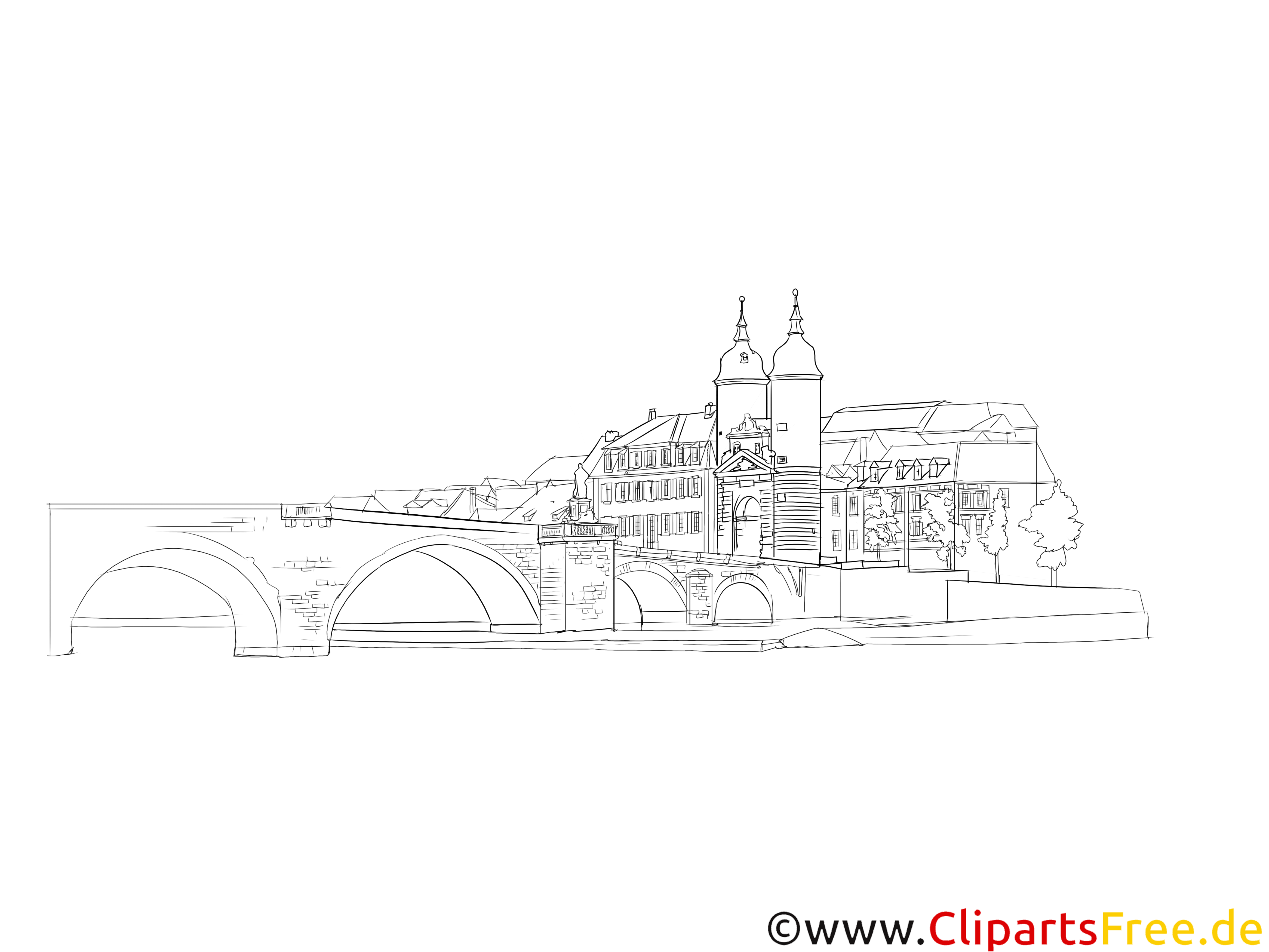 Heidelberg illustration sort og hvid