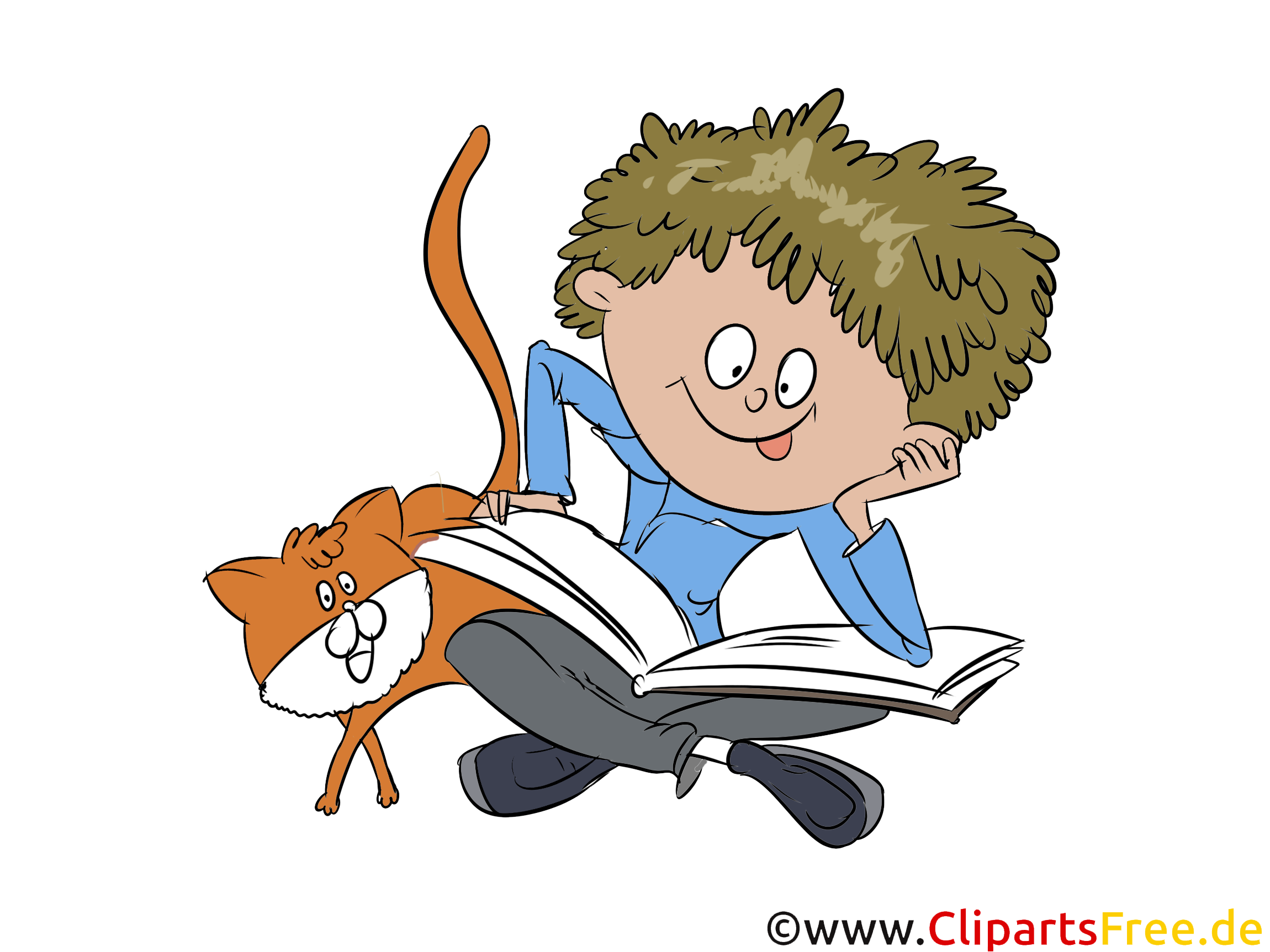 Schüler, Junge liest ein Buch Illustration, Bild, Grafik