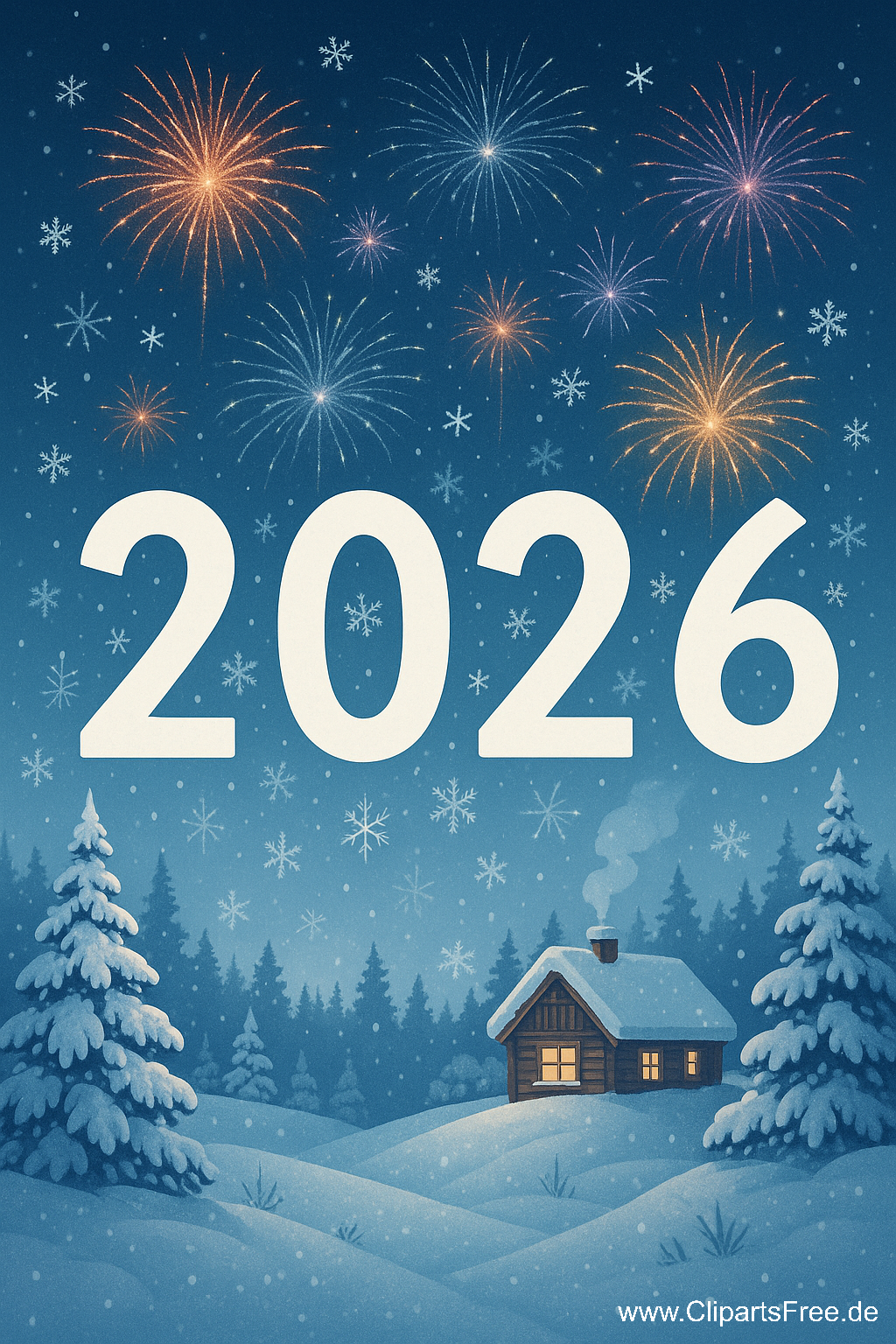 Silvester 2026 Clipart-Grafik