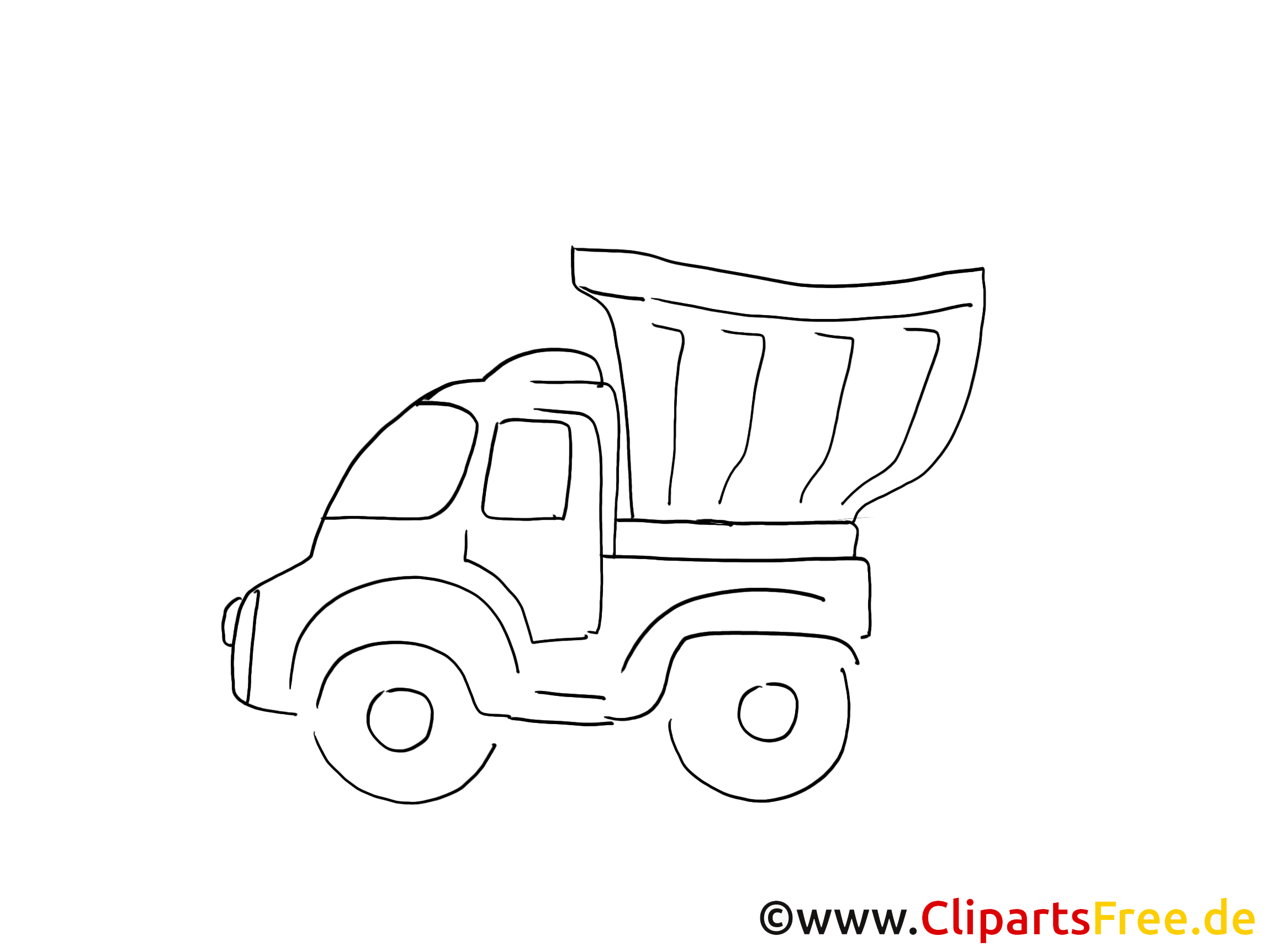 Lastbil brugt tegning, grafisk sort / hvid, clipart, billede