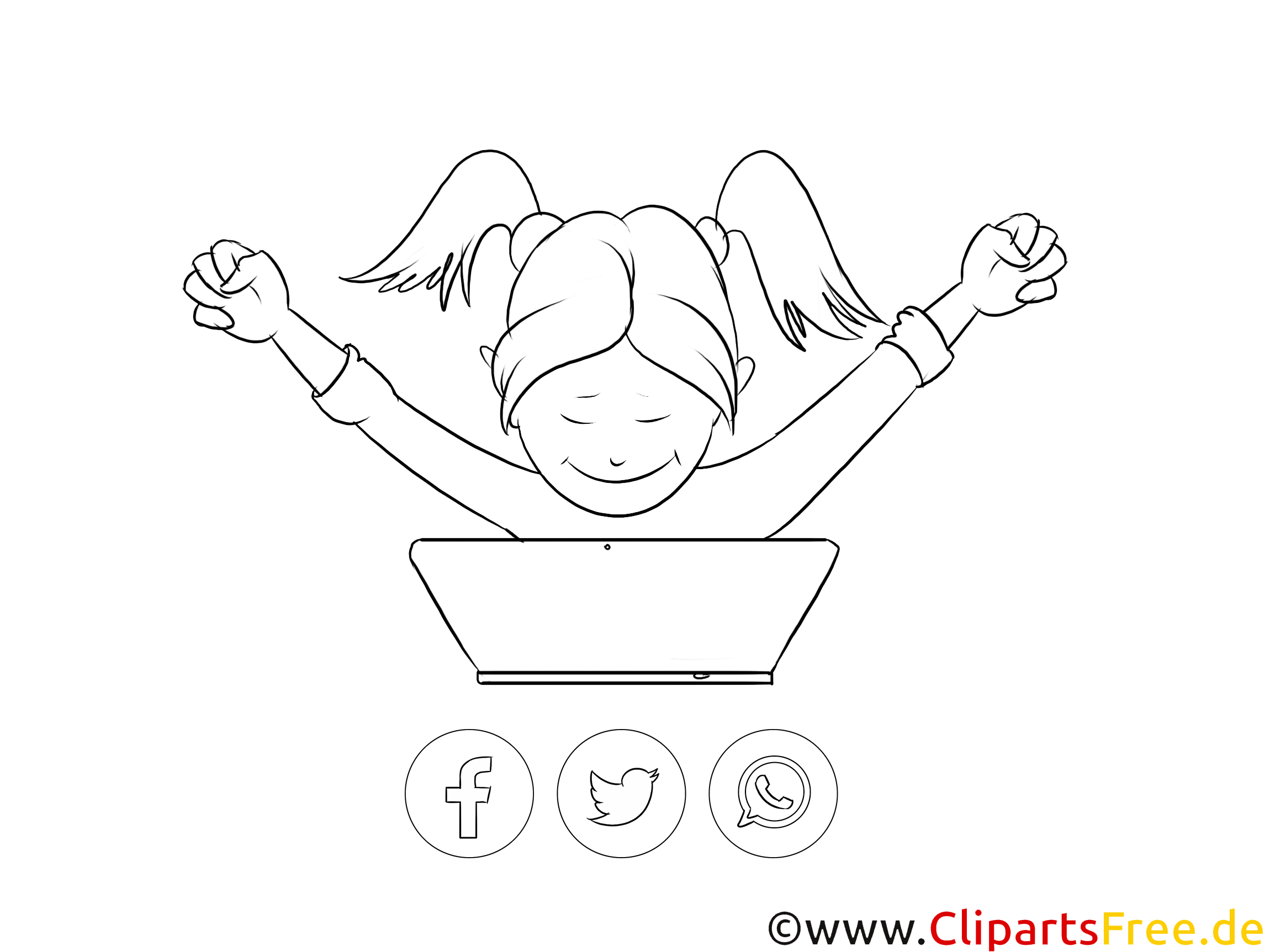 Schwarz weisses Clipart M dchen Arbeitet Am Notebook