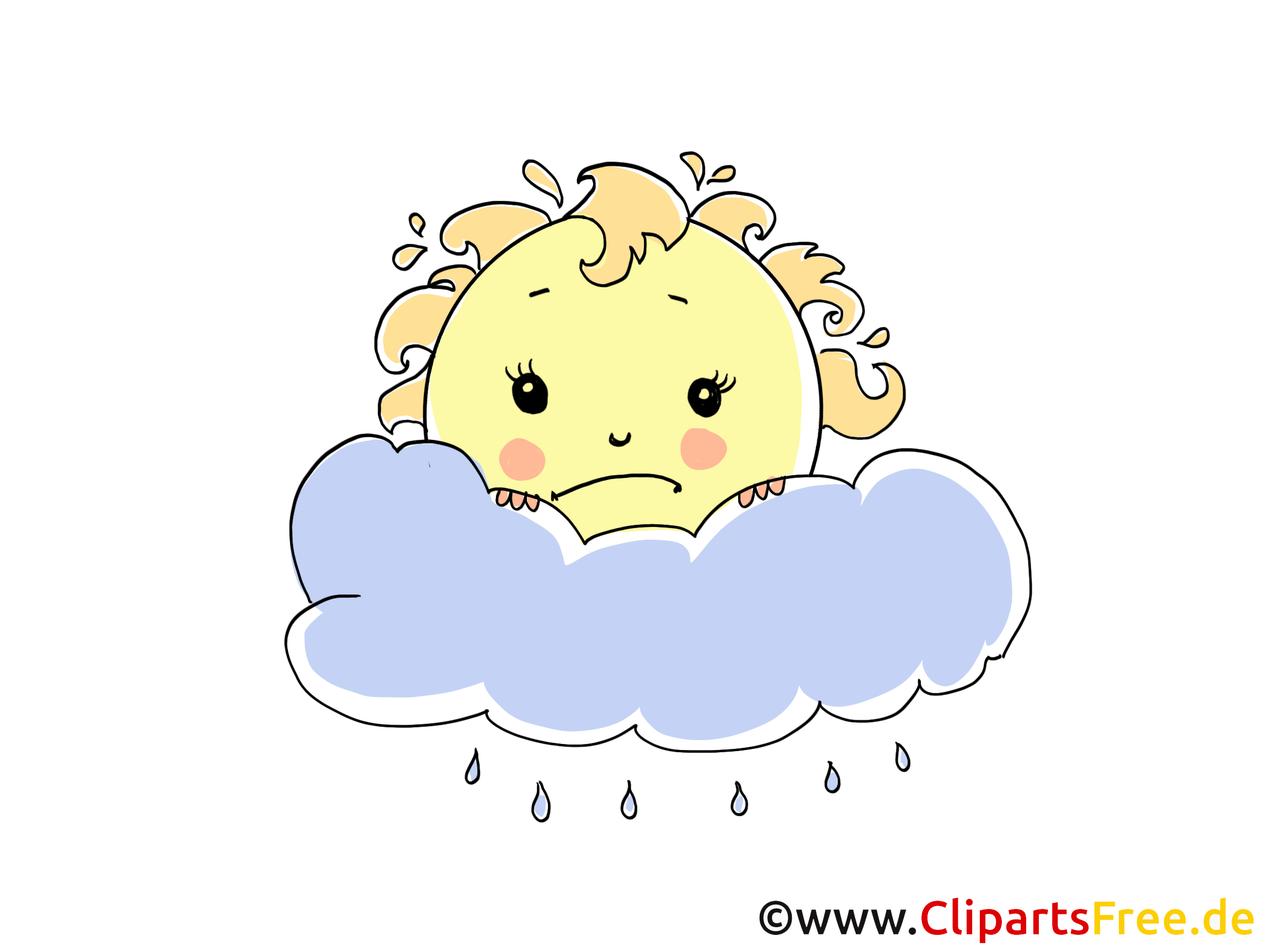 Gambar Mendung lan Udan, Ilustrasi Cuaca, Kartun, Clipart, Gambar Gratis