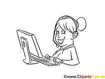 Dibujo de operador en call center para colorear